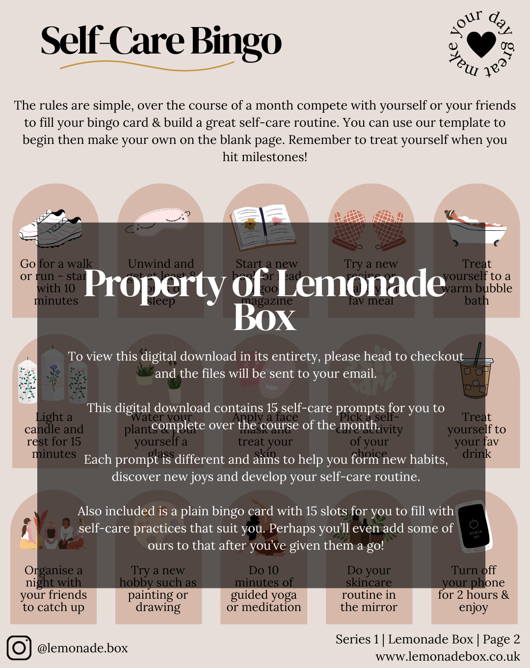 Self-care Bingo Card Digital & Printable 15 Self-care Prompts Plain ...