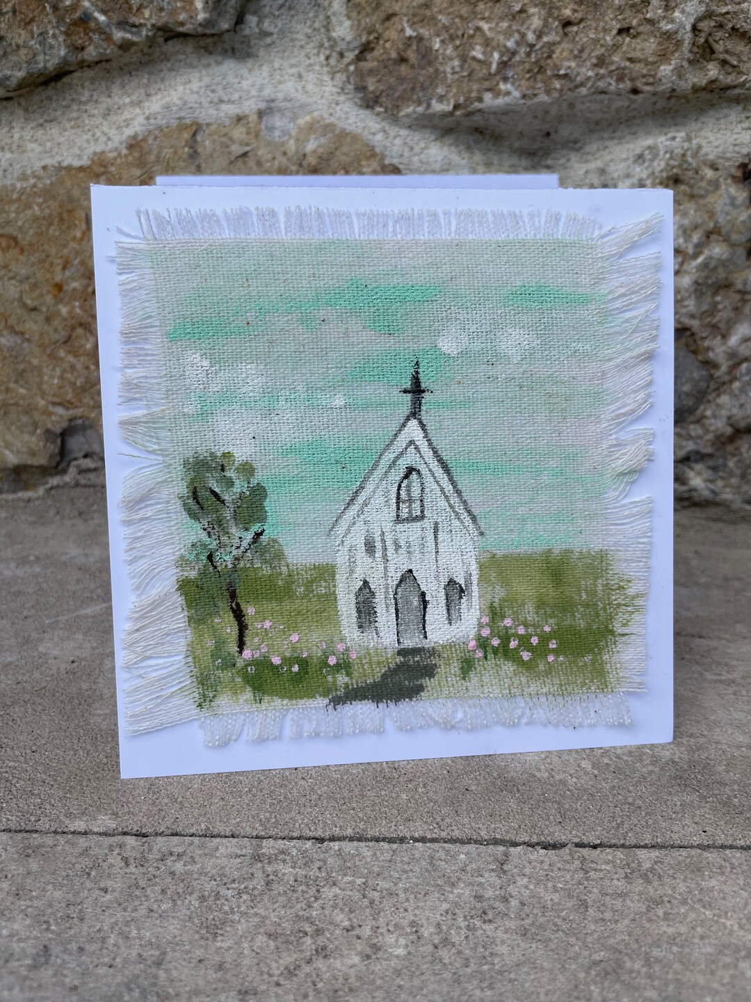 Painting on Fabric, Blank Greeting Card, Church Greeting Card ...