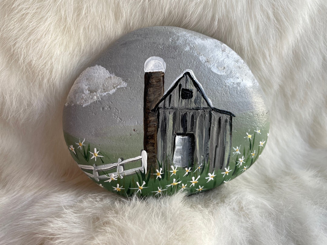 Painted Rock, Summer Barn, Farmers Gift, Rock Hiding, Gift Rock, Barn ...