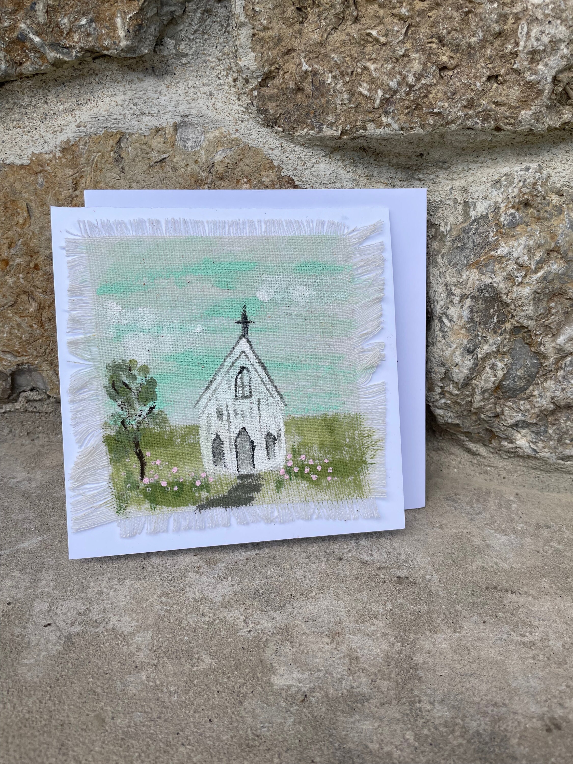 Painting on Fabric, Blank Greeting Card, Church Greeting Card ...