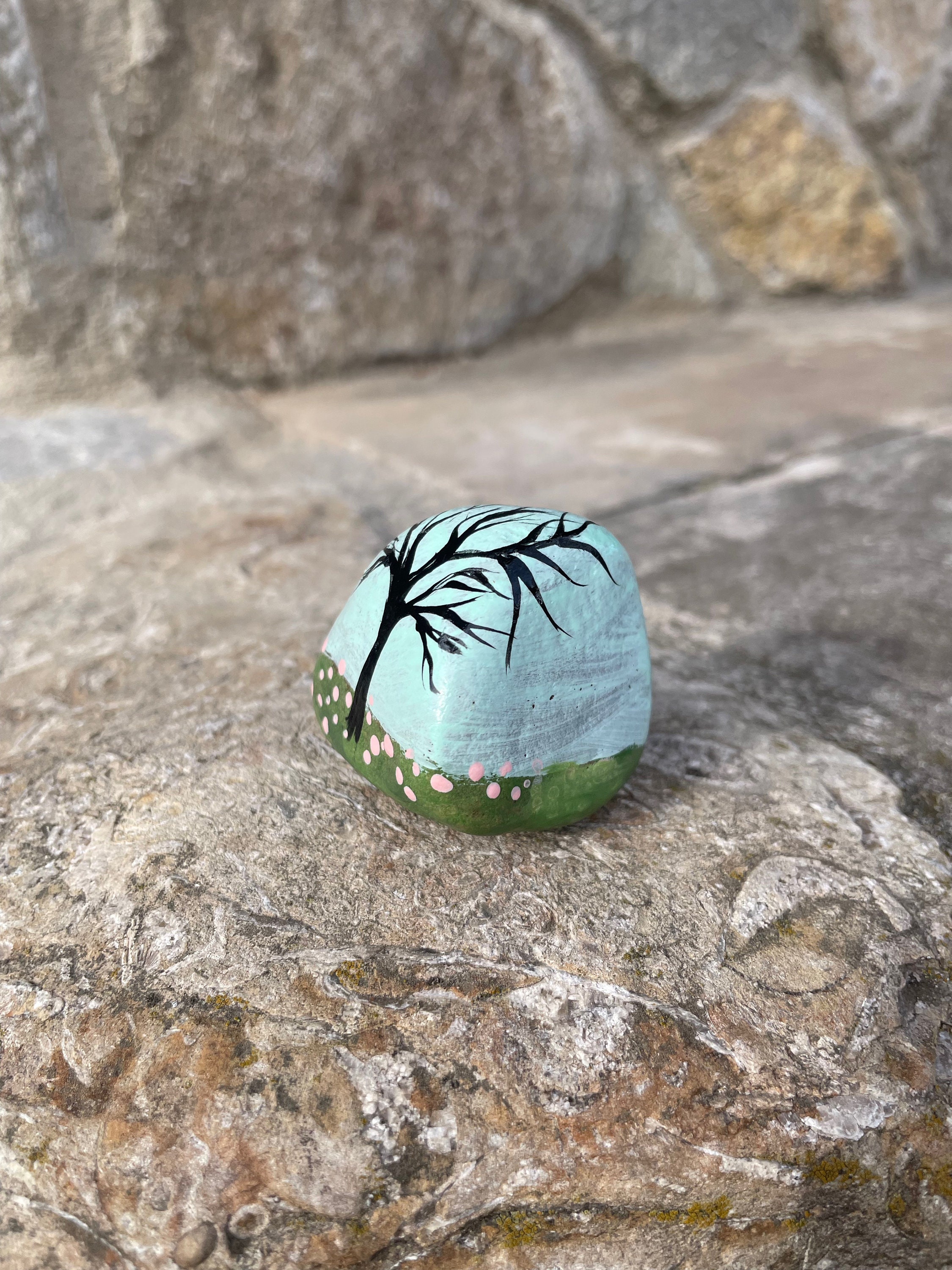 Spring Tree Painting, Tree Painted Rock, Painted Rock, Art Rock, Gift ...