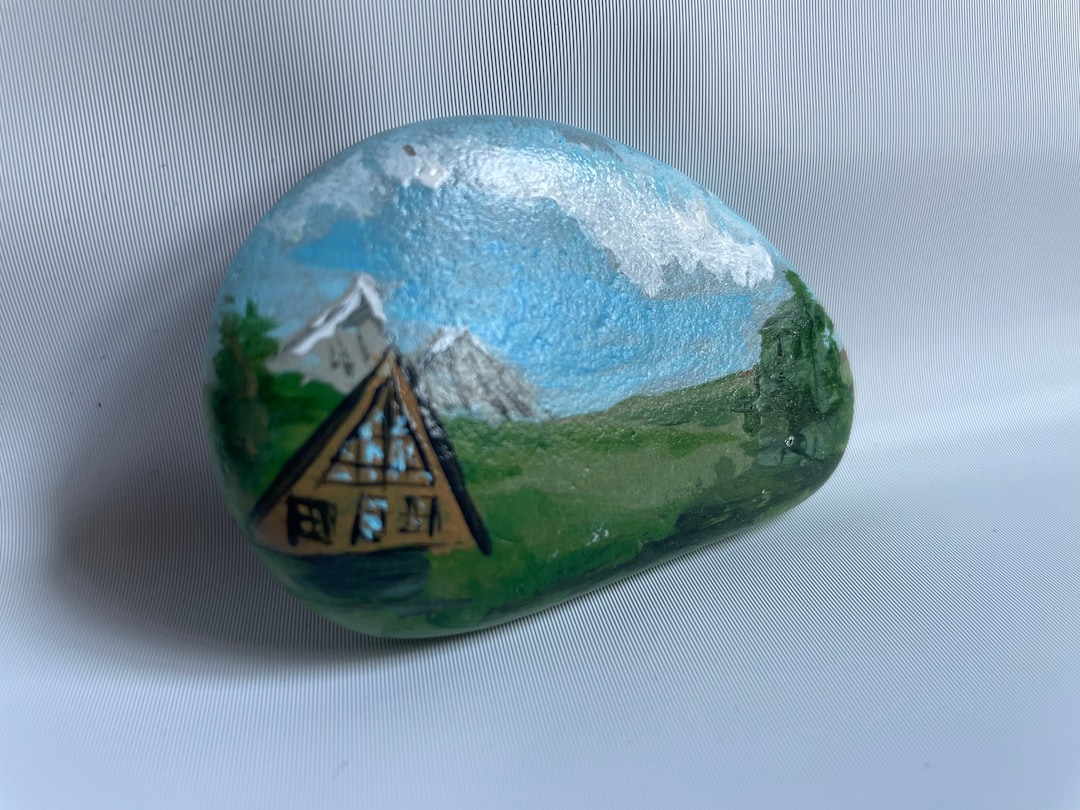 A Frame Rock Painted Rock Mountain Hide-away Cabin in the - Etsy