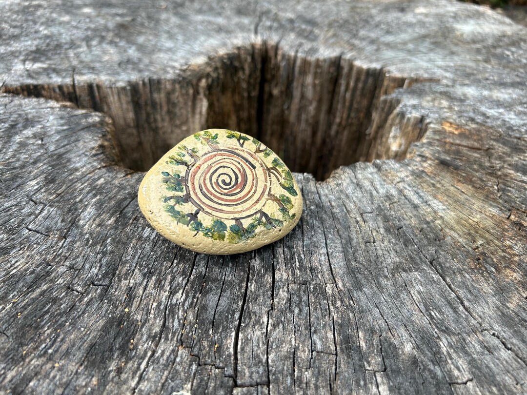 Tree Rock, Tree Rings, Miniature Painting, Arbor Gift, Life of a Tree ...
