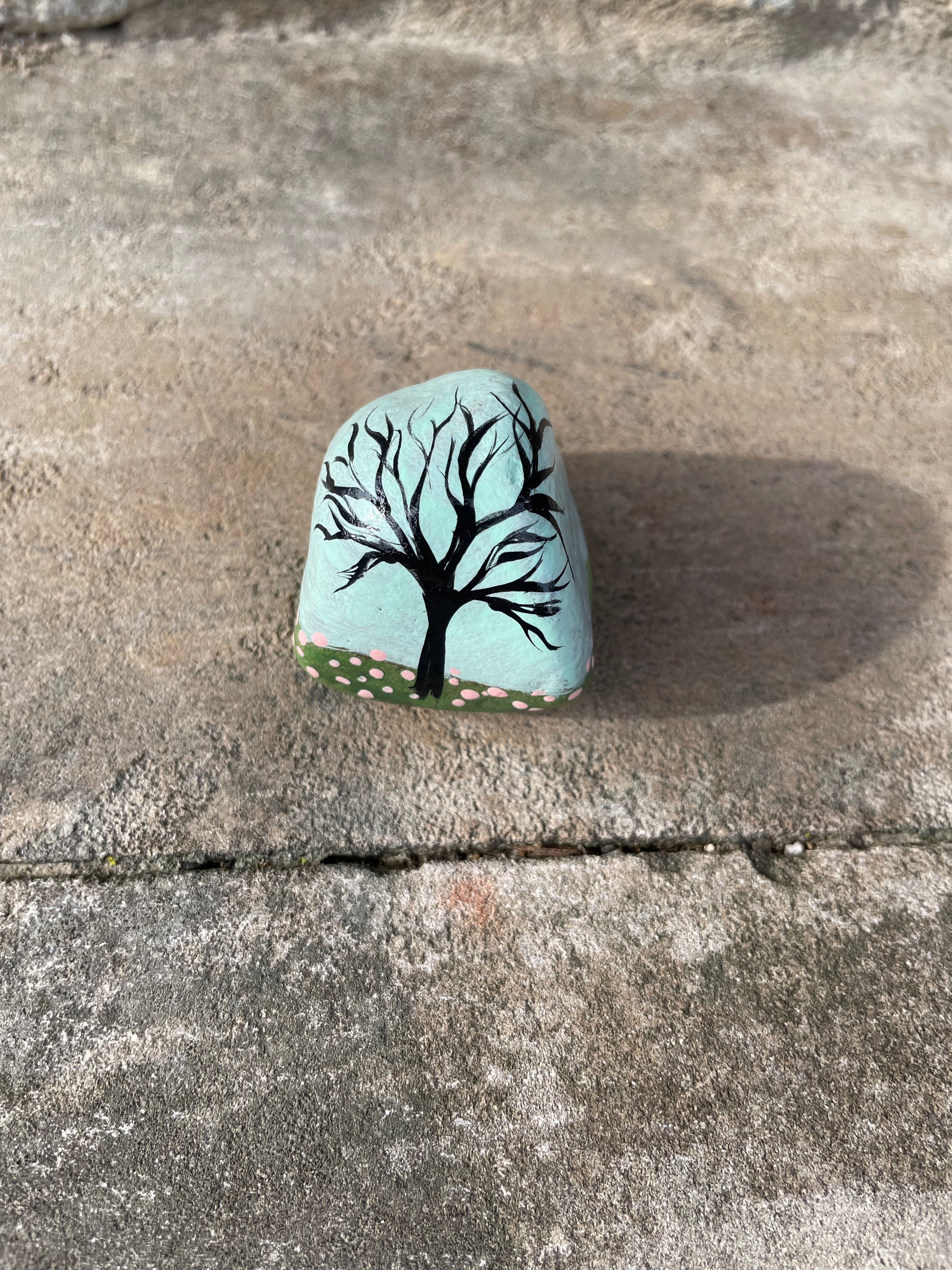 Spring Tree Painting, Tree Painted Rock, Painted Rock, Art Rock, Gift ...