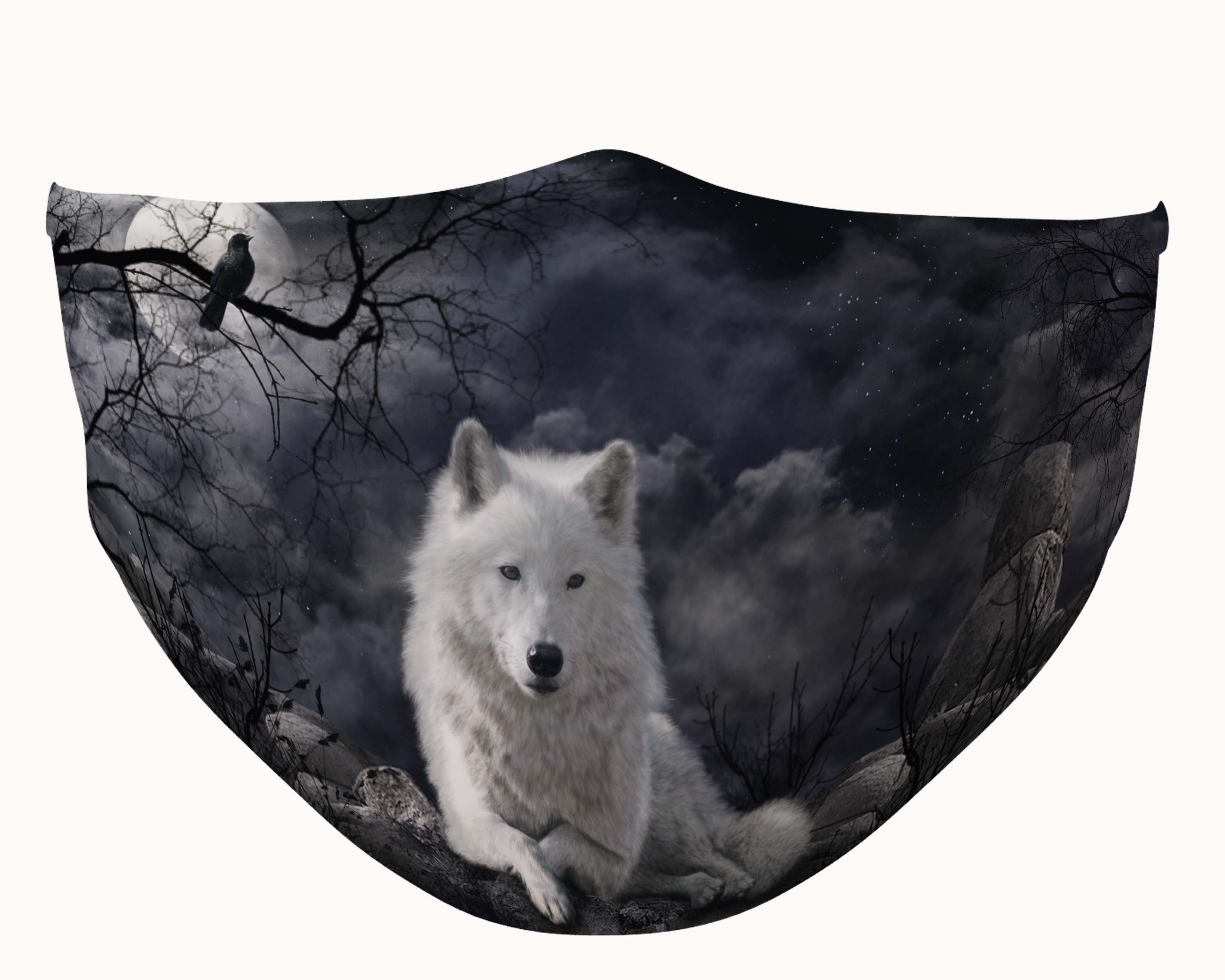 Wolf face mask Circle moon Wolf face mask white wolf mask | Etsy