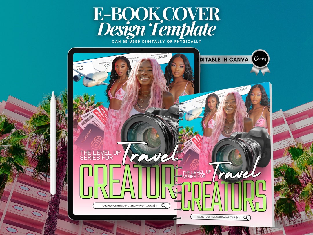 Editable Ebook Cover, Travel Creator Ebook Template Canva, DIY Ebook ...