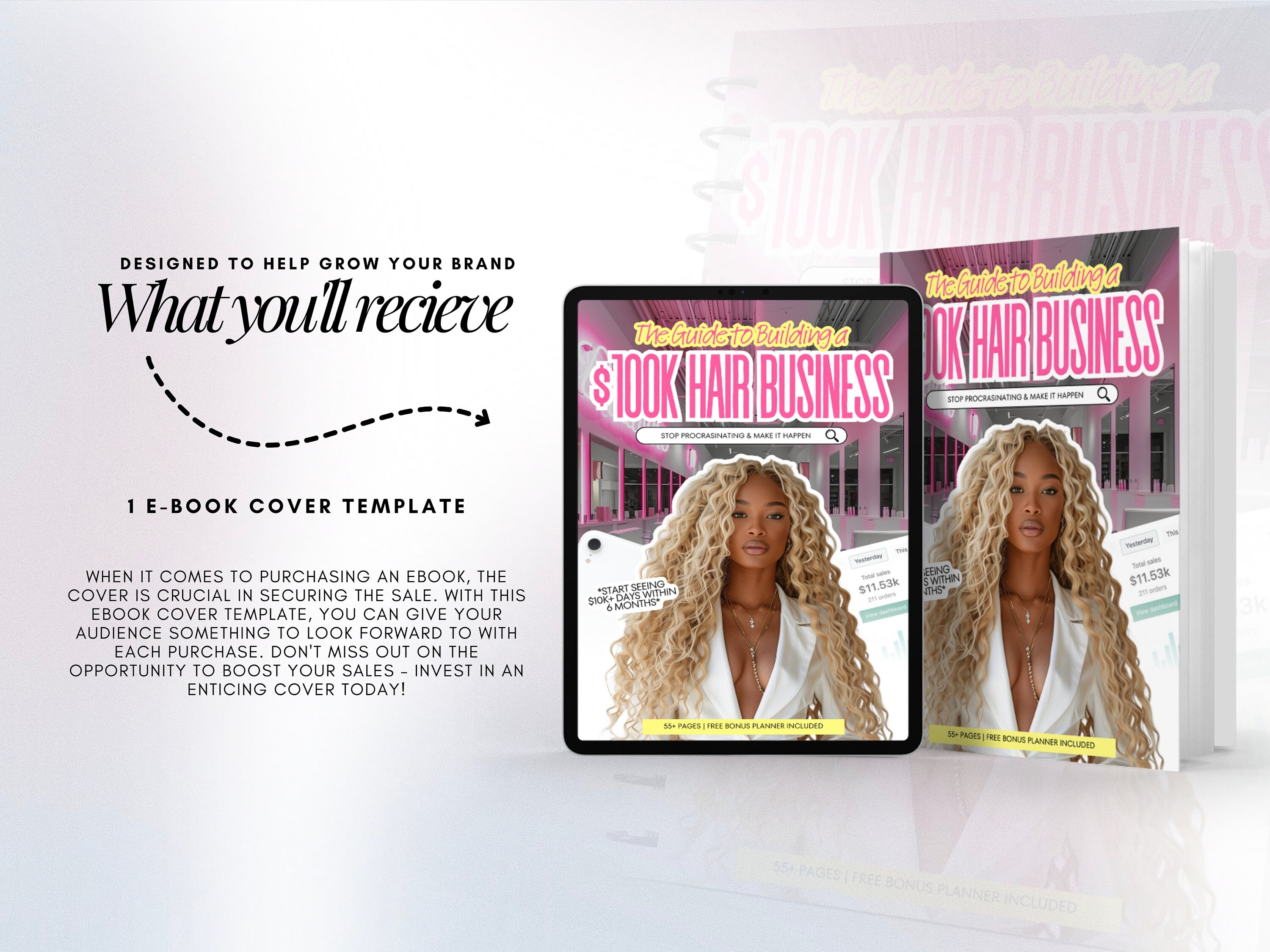 Editable Ebook Cover, Hair Template Canva, DIY Ebook Cover Design ...