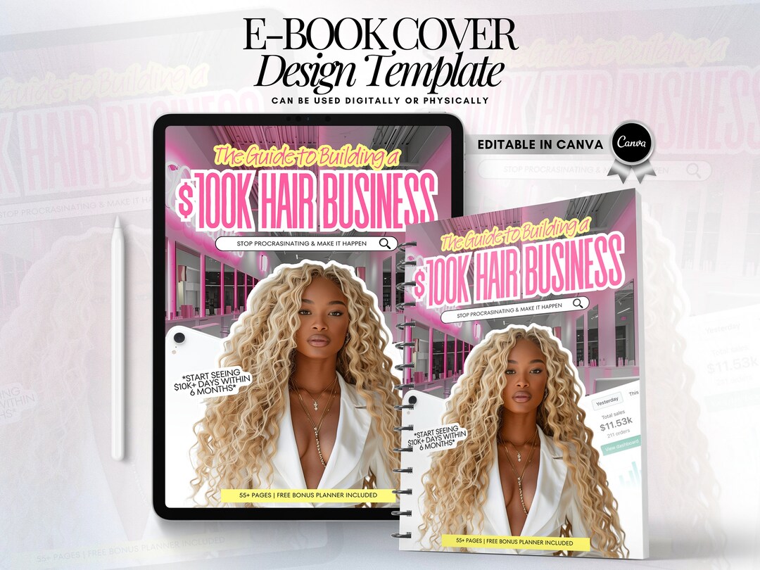 Editable Ebook Cover, Hair Template Canva, DIY Ebook Cover Design ...
