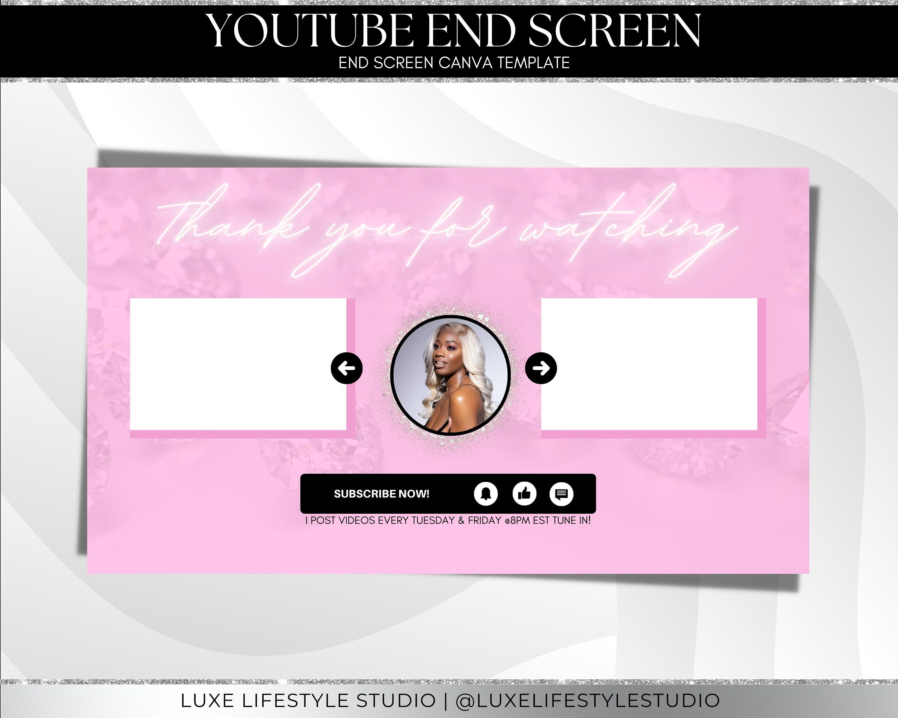 Pink Youtube Intro Template Youtube Channel Banners & End Screen - Etsy