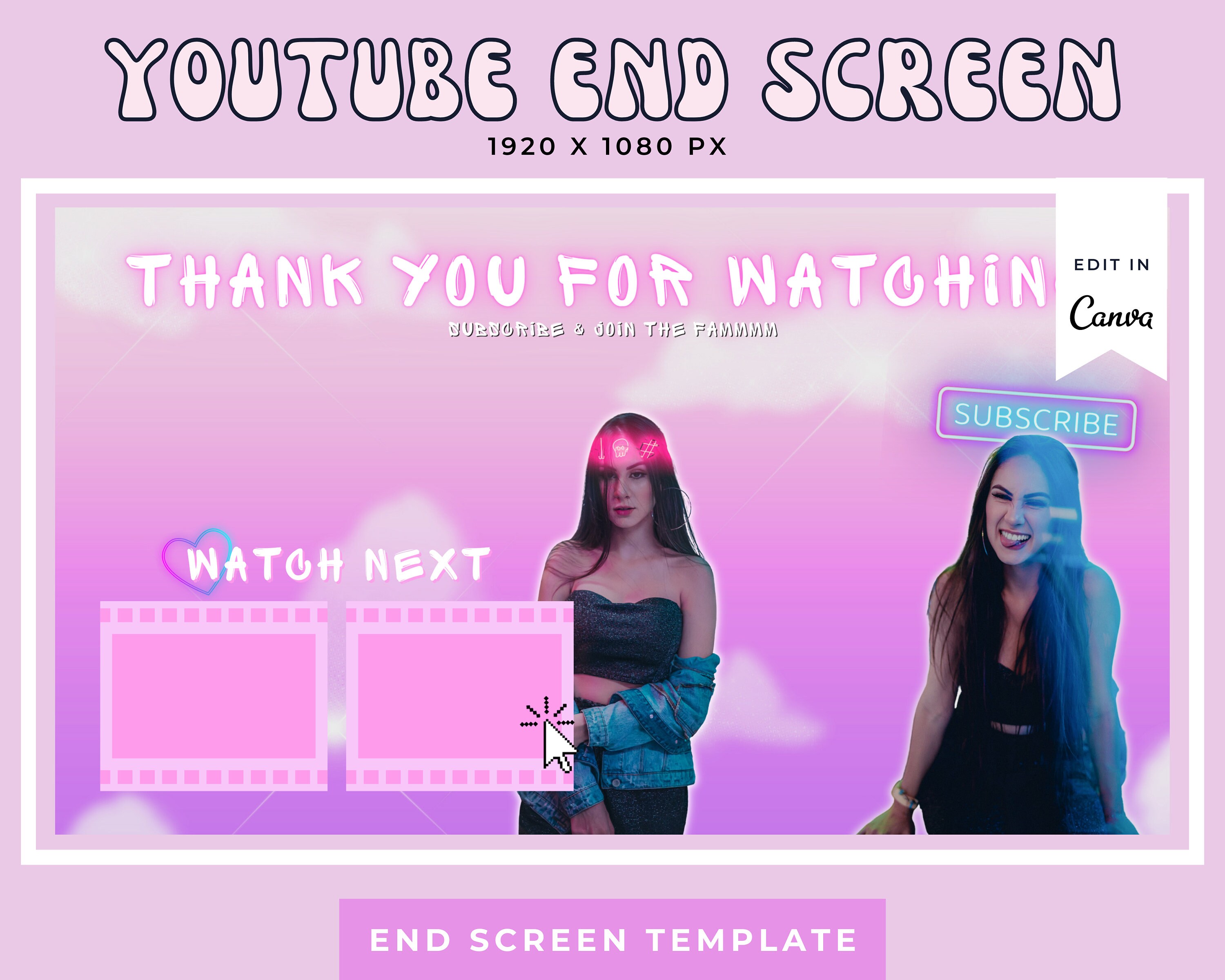 Youtube Intro & End Screen Canva Template Personalizable Youtube ...