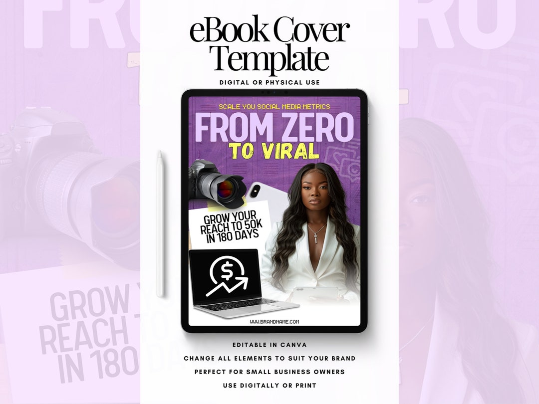 Ebook Cover, Editable Ebook Cover, Social Media Ebook Template, White ...