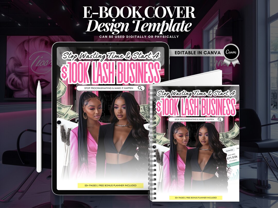 Editable Ebook Cover, Lash Ebook Template Canva, DIY Ebook Cover Design ...