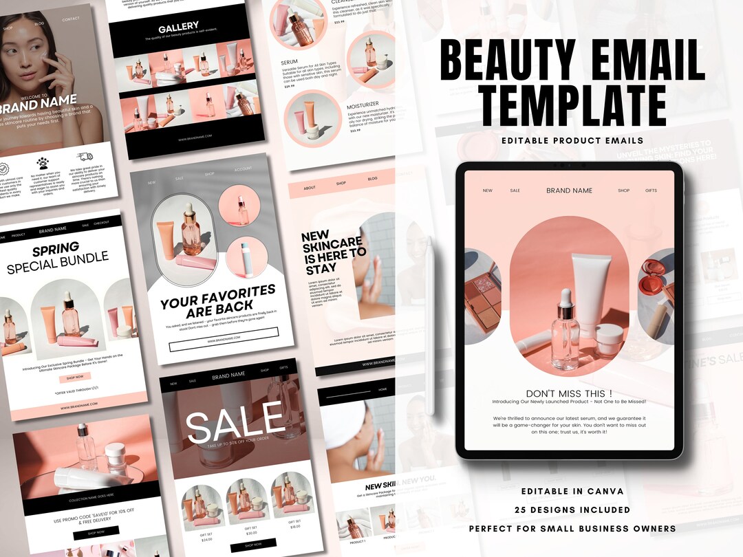 Beauty Email Template, Canva Newsletter Template, Email Marketing ...