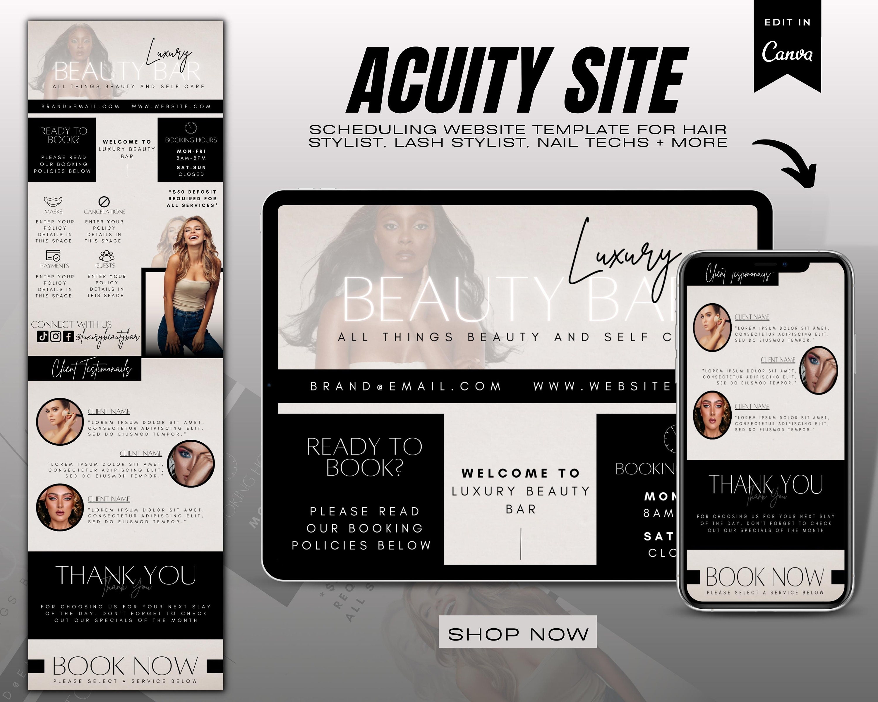 Acuity Booking Site Design Template for Hair Stylist, Lash Techs + More ...