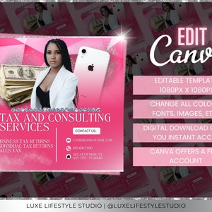 Tax Flyer Template Instagram Post E-flyer Canva Tax Preparation Eflyer ...