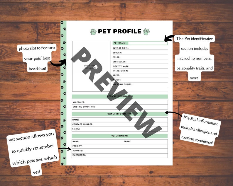 Pet Profile - Pet Identification, Personality, Contact Numbers, and ...