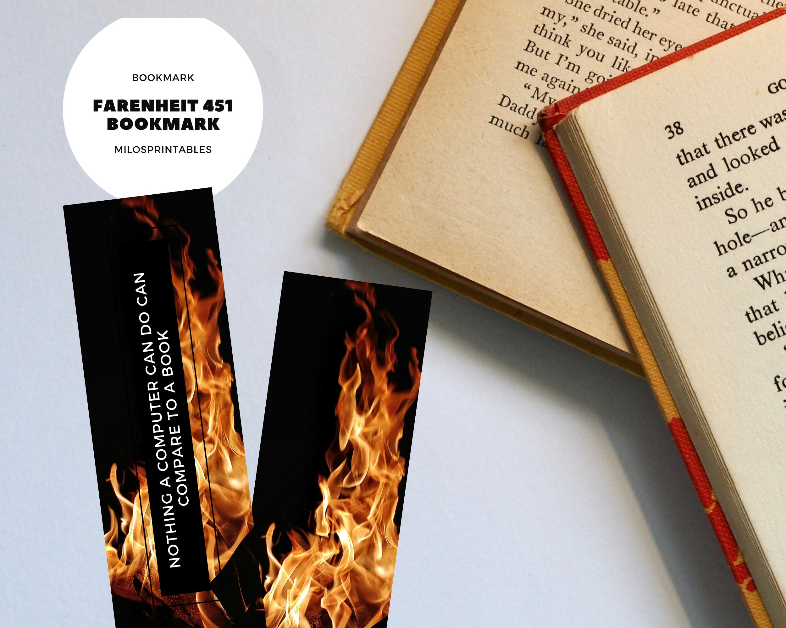 Fahrenheit 451 Quote Bookmark - Printable - Dual Sided - Nothing a ...