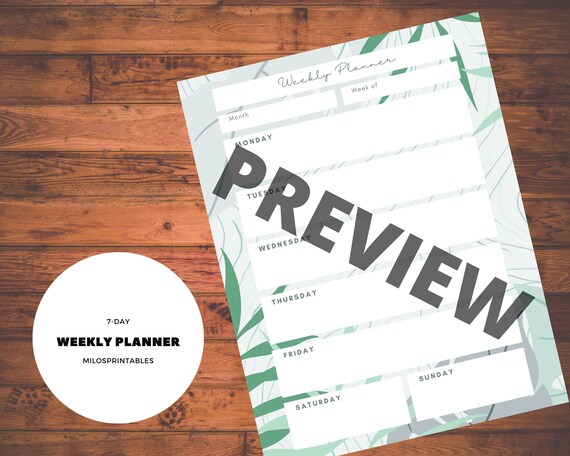 Weekly Planner Printable Green Plant Theme - Etsy
