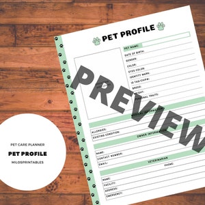 Pet Profile - Pet Identification, Personality, Contact Numbers, and ...