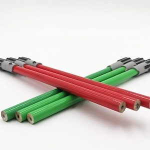 Light Saber Sword Pencils SET of 24 W/ Erasers (12 RED, 12 GREEN). for ...