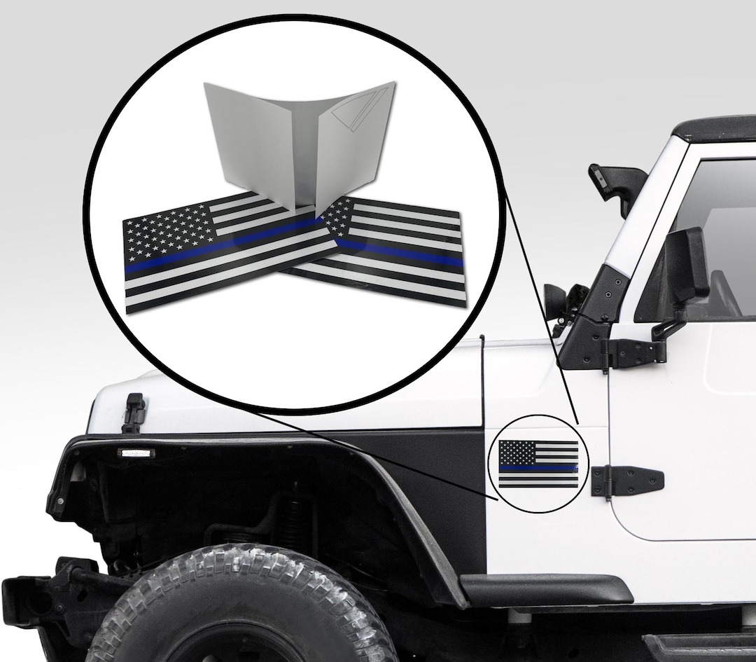 Thin Blue Line American Flag REFLECTIVE Decals - 3 Sticker Set/pack/lot ...
