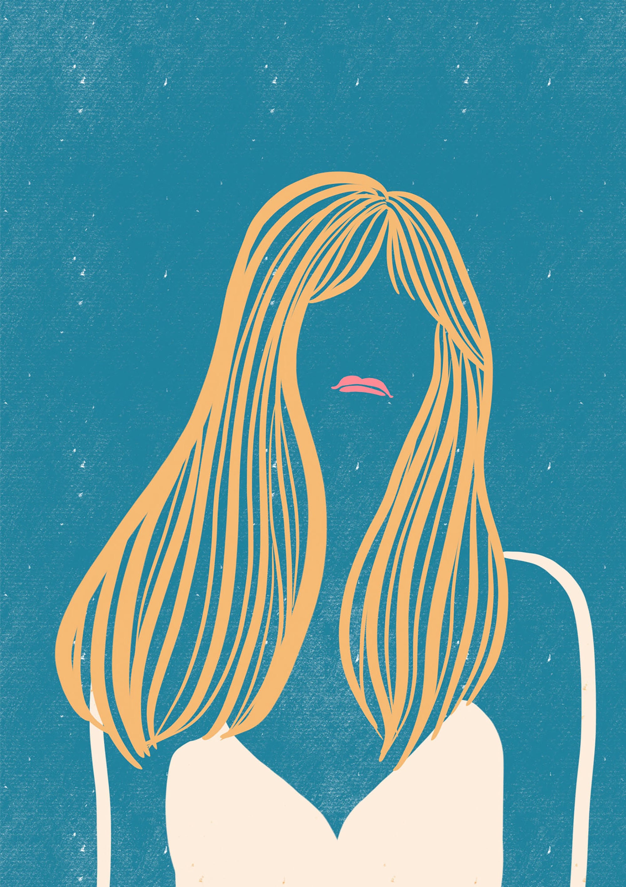 Blue / Vivid Color Poster / Instant Download /line Drawing Woman Wall ...