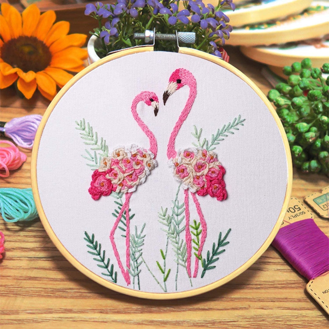 Flamingo Fun Embroidery Kit - Etsy