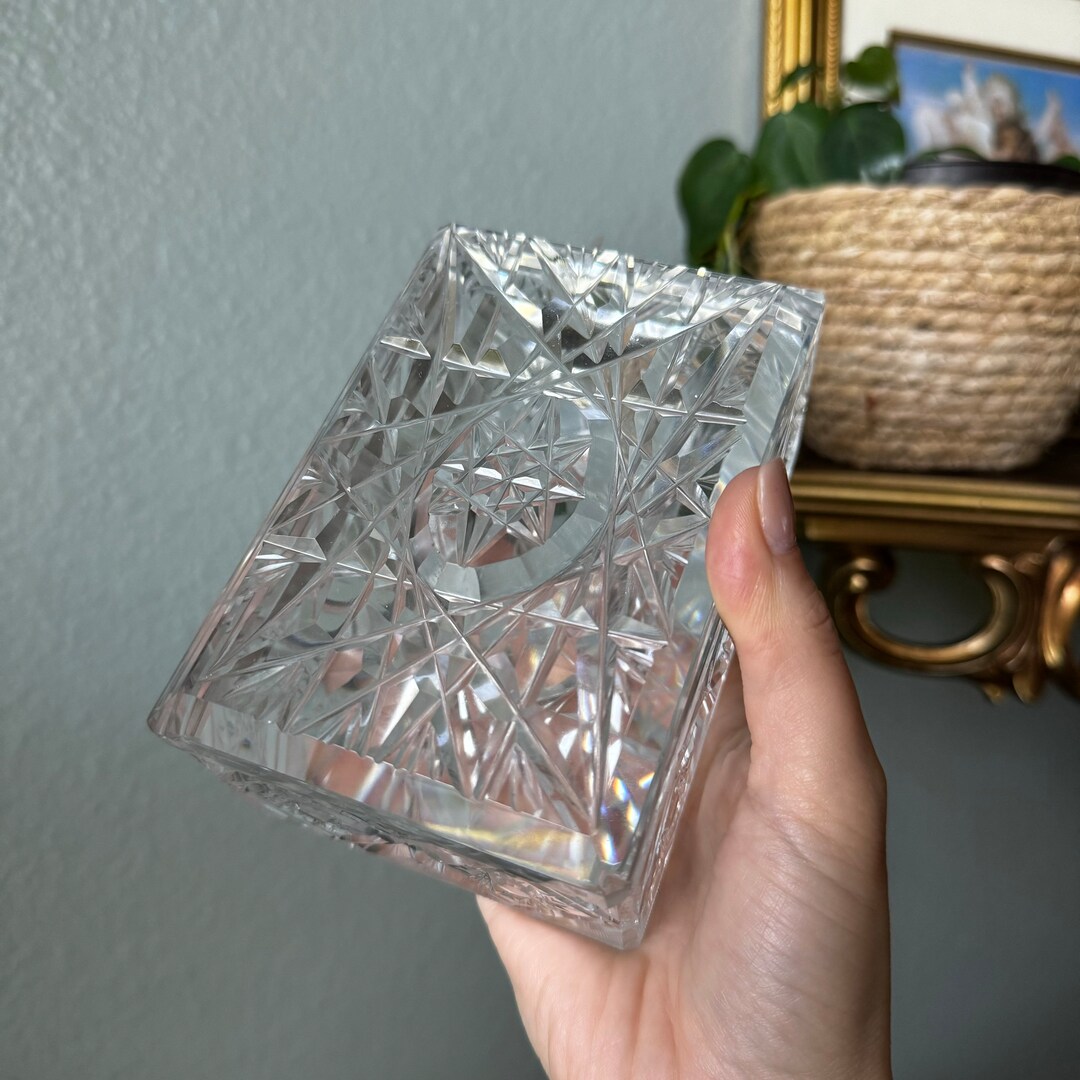 Vintage Cut Crystal Trinket Box With Hobstar Designs - Etsy