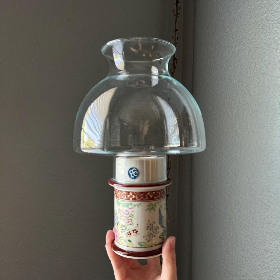 Vintage Ceramic and Glass Fairy Lamp With Peacocks and Florals - Etsy