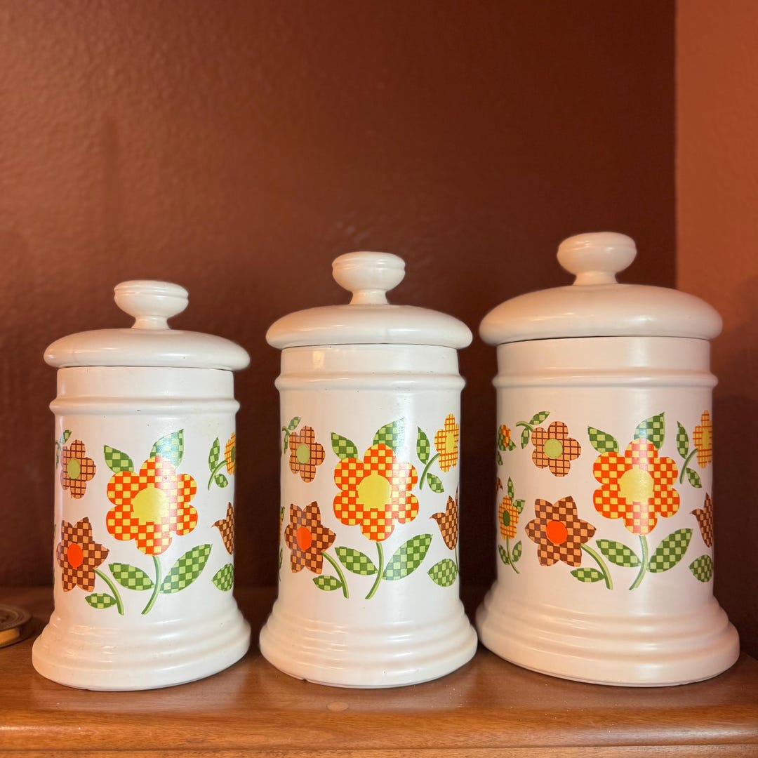 Vintage Mccoy Ceramic Kitchen Jars / Set of 3 / Flower Power - Etsy
