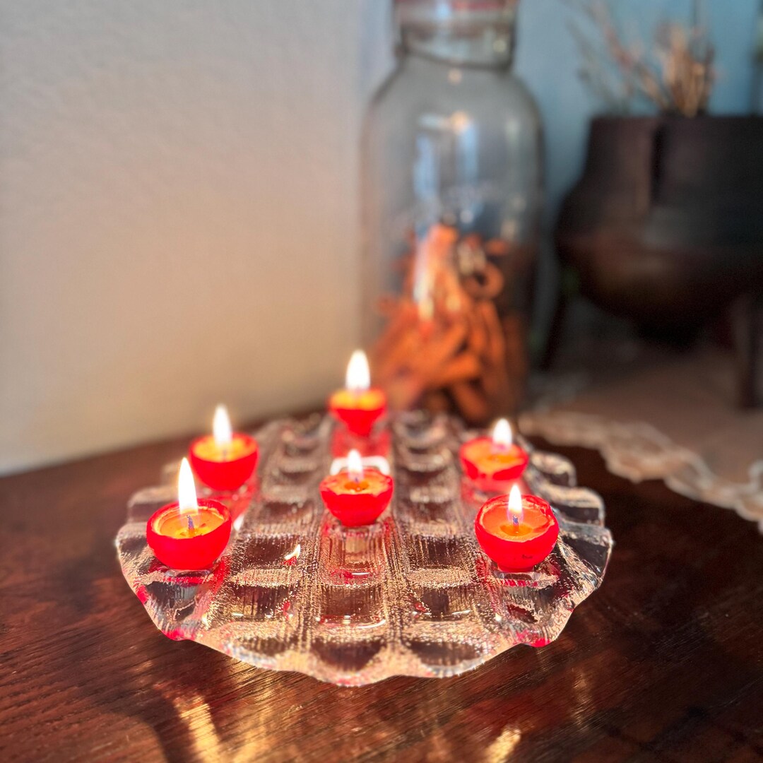 Vintage Muurla Finland Glass Candle Display With Vintage Candles - Etsy