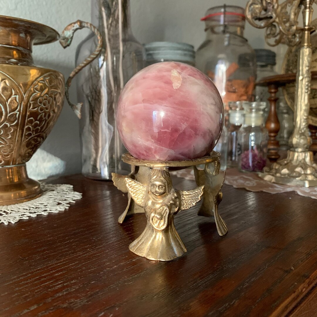 Vintage Brass Angel Sphere Stand - Etsy