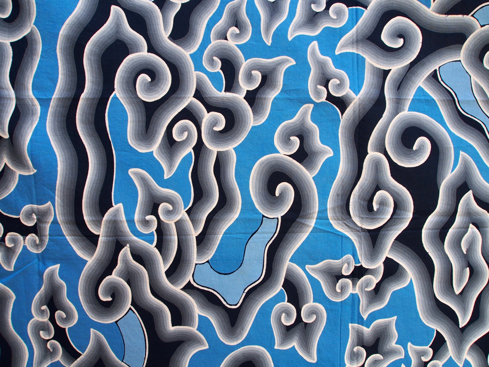 Batik Tulis Handdrawn Mega Mendung Cloud Pattern With Gradations on ...