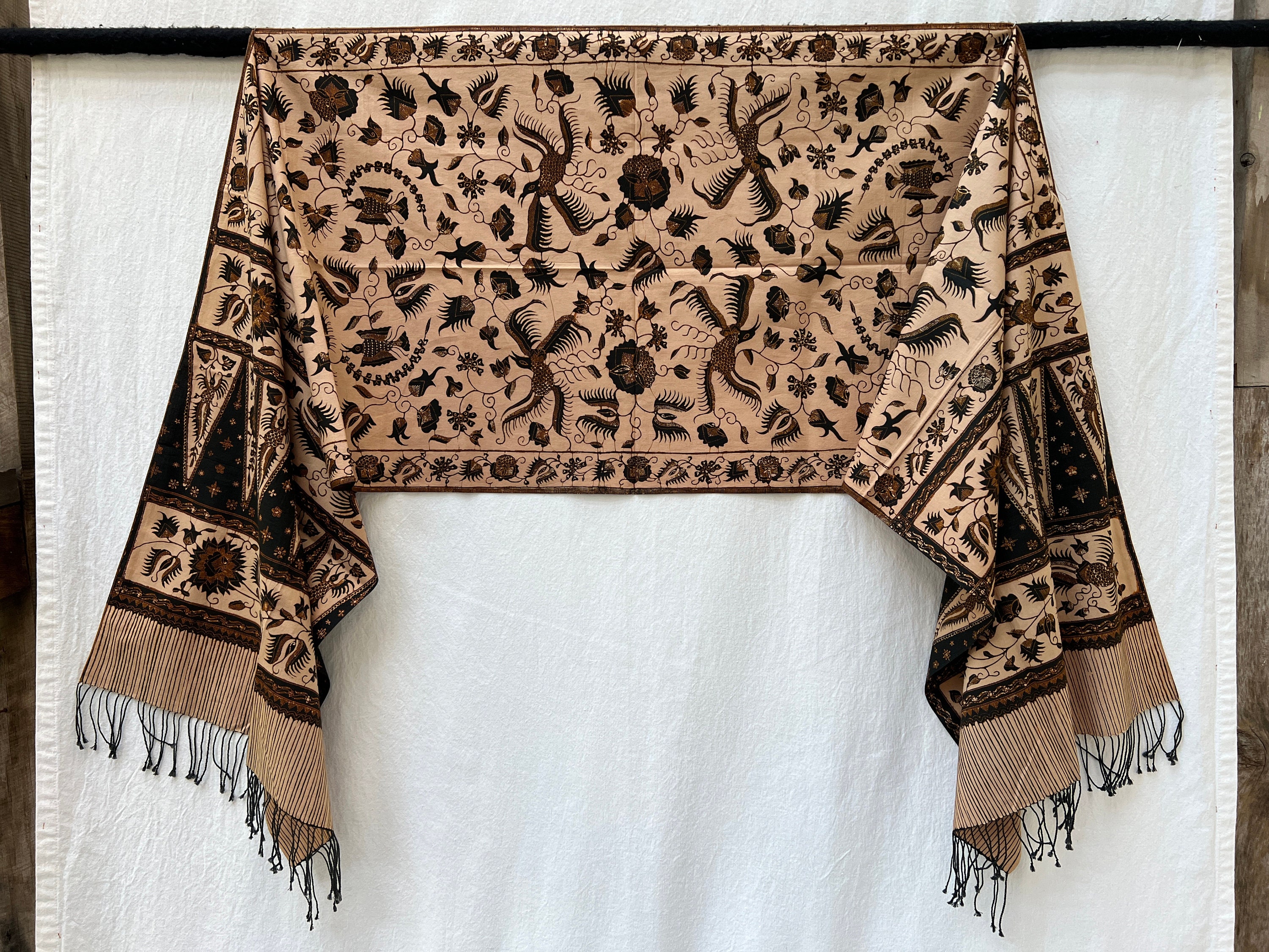 Wall Hanging, Selendang, Wearable Batik Tulis, Floral Motif - Etsy