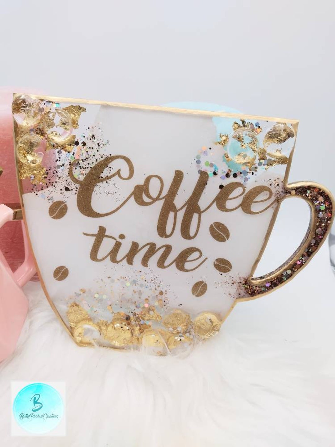 Coffee Bar Tray, Coffee Mug Tray, Decorative Trays, Handmade Resin Tray ...