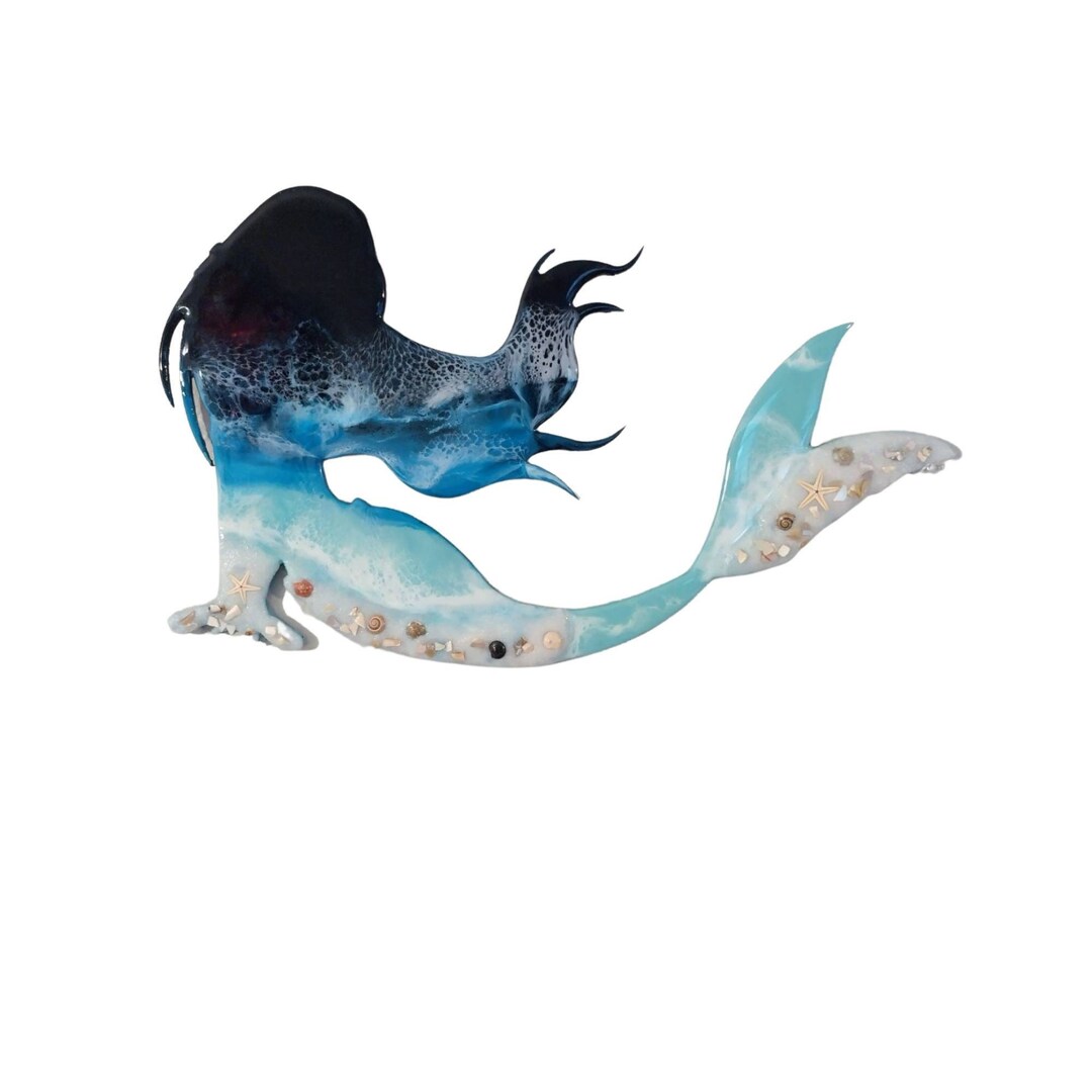 Large Mermaid Wall Art, Resin Mermaid Art, Ocean Art, Crustaceans Art ...