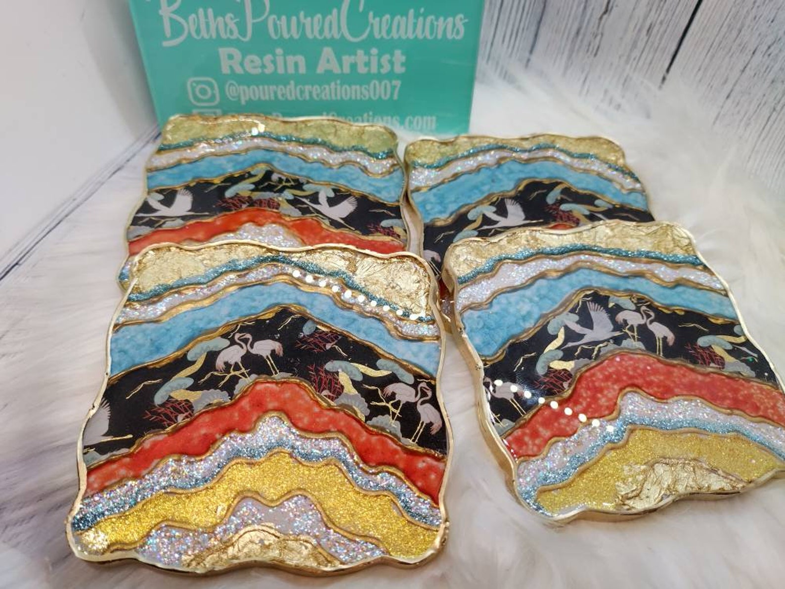 Geode Coasters Resin Art Coasters Coasters Set Barware - Etsy