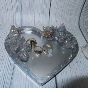 Resin Crystal Ring Dish, Silver Ring Dish, Trinket Dish, Ring Holder ...