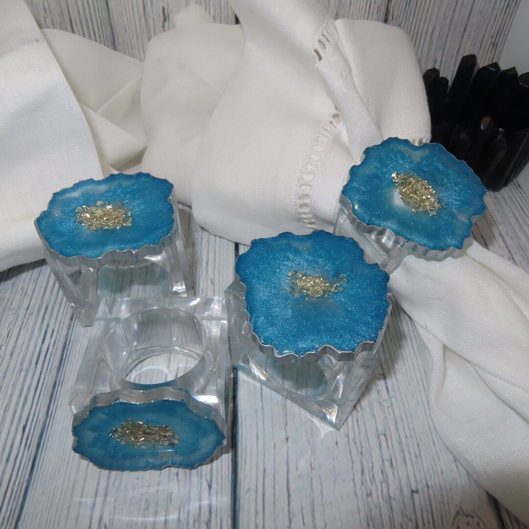 Turquoise Napkin Rings, Geode Napkin Rings, Unique Napkins Rings ...