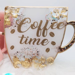 Coffee Bar Tray, Coffee Mug Tray, Decorative Trays, Handmade Resin Tray ...