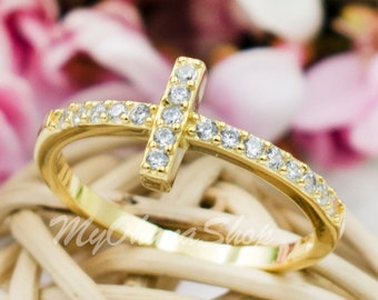 Sideway Cross Ring - Etsy