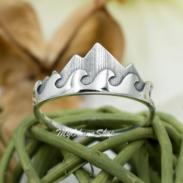 Ocean and Mountain Ring - Etsy