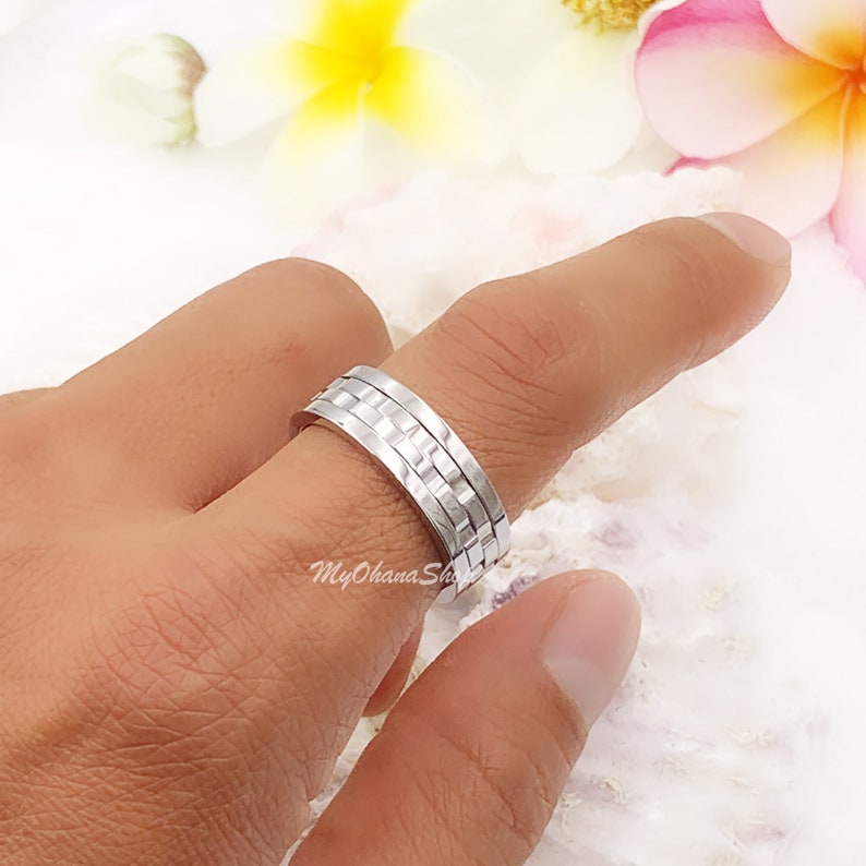 Stainless Steel Fidget Spinner Ring for Men & Women. Stress - Etsy