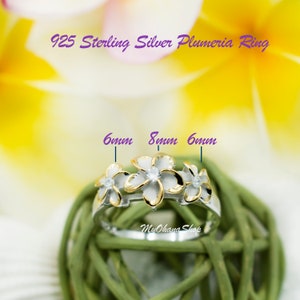 925 Sterling Silver Plumeria Ring for Women. Hawaiian Flower Gold ...