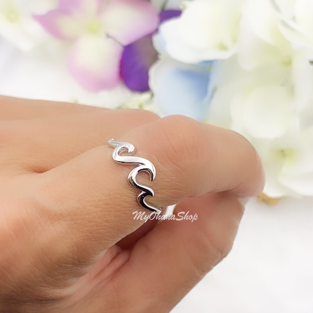 Sterling Silver Ocean Wave Ring Surfing Thumb Pinky Midi - Etsy
