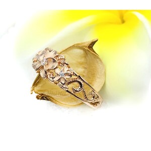 Sterling Silver Hawaiian Plumeria Ring. 14K Gold, Rose Gold Plated ...