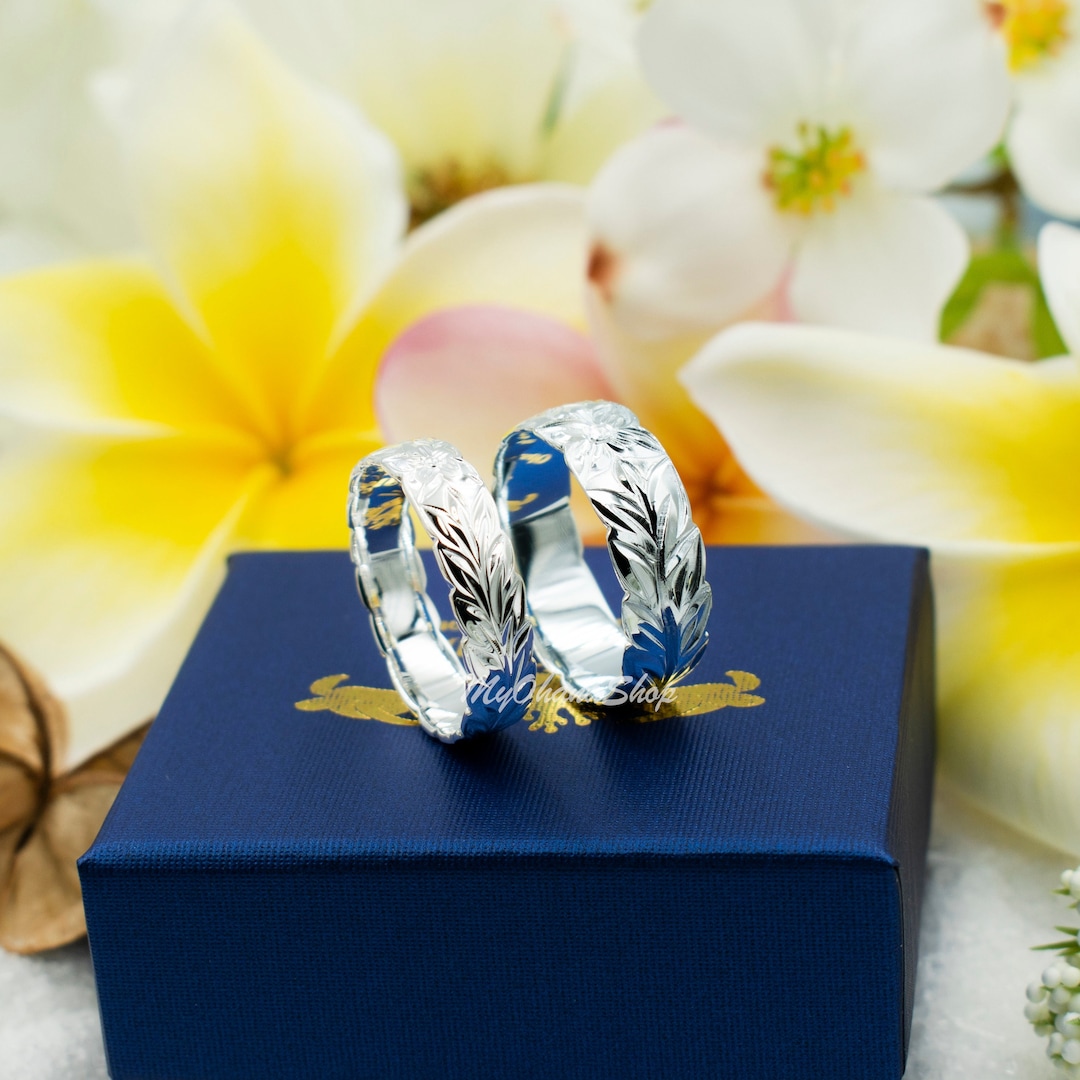 925 Sterling Silver Hawaiian Maile Lei Ring for Women. 6mm, 8mm Hand ...