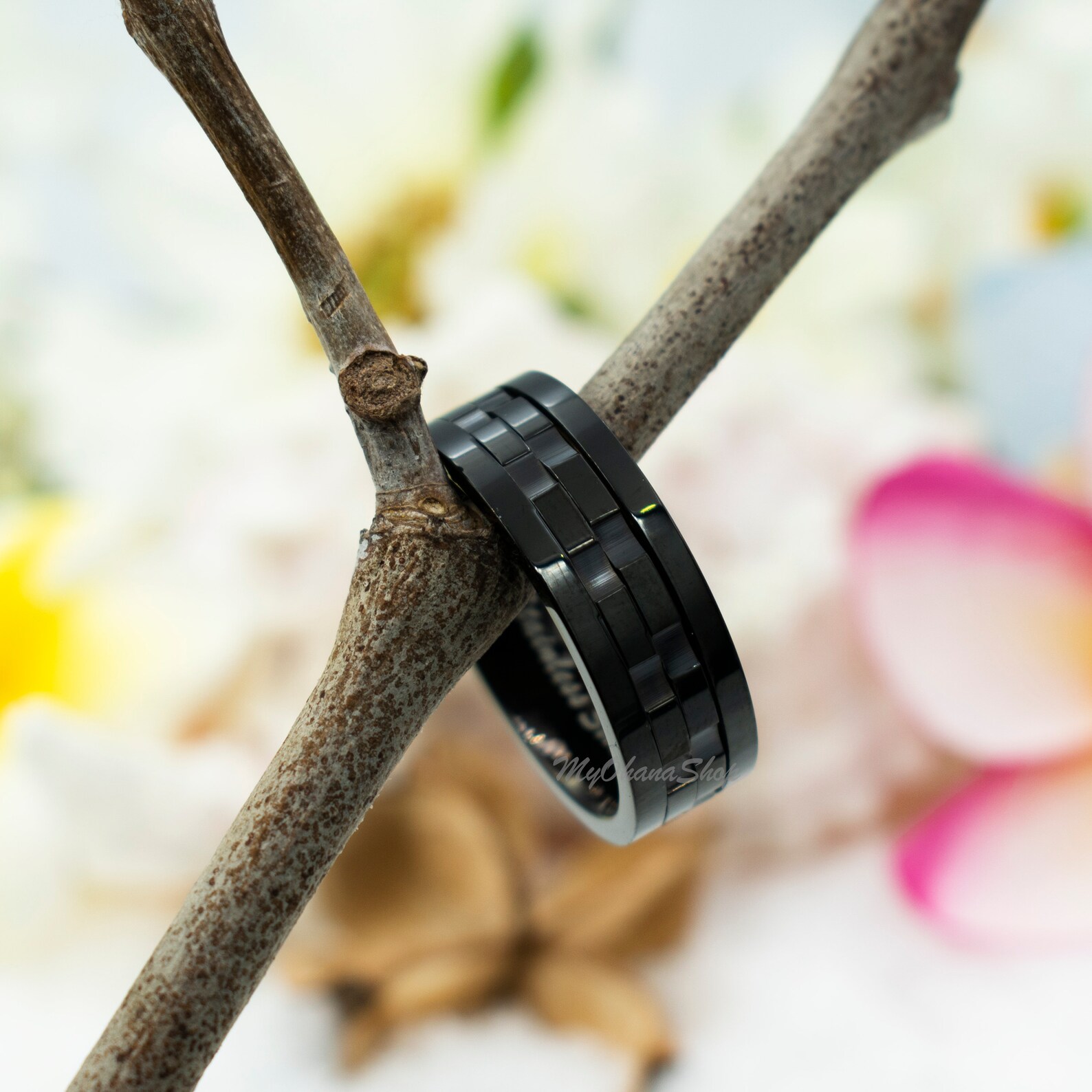 Black Stainless Steel Fidget Spinner Ring for Men & Women. - Etsy