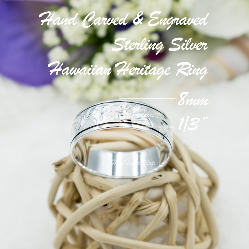 Sterling Silver Hawaiian Ring for Men & Women. Hand Carved | Etsy