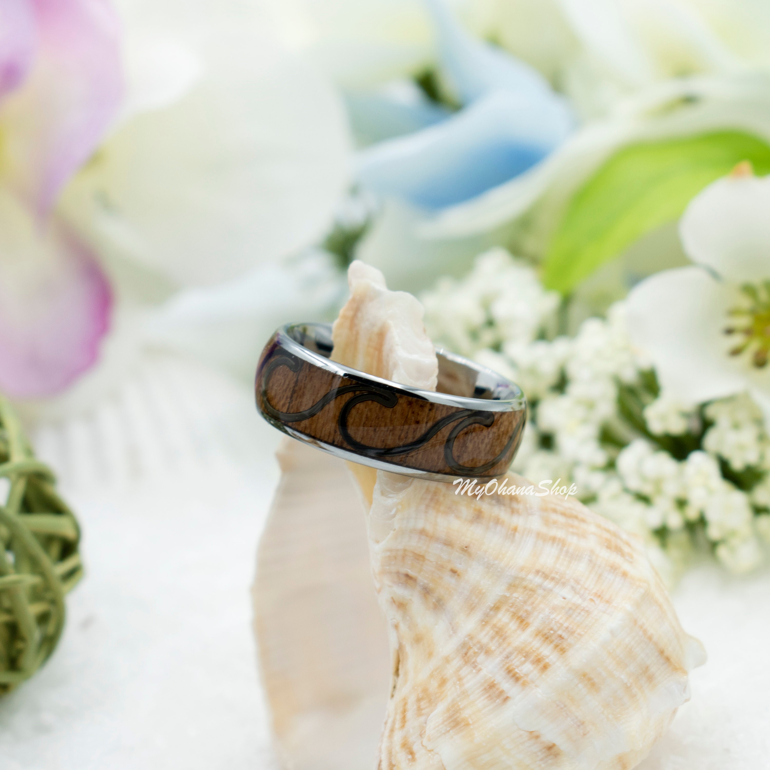 Tungsten Koa Wood Wave Ring for Men Women Girls & Boys. 8mm - Etsy